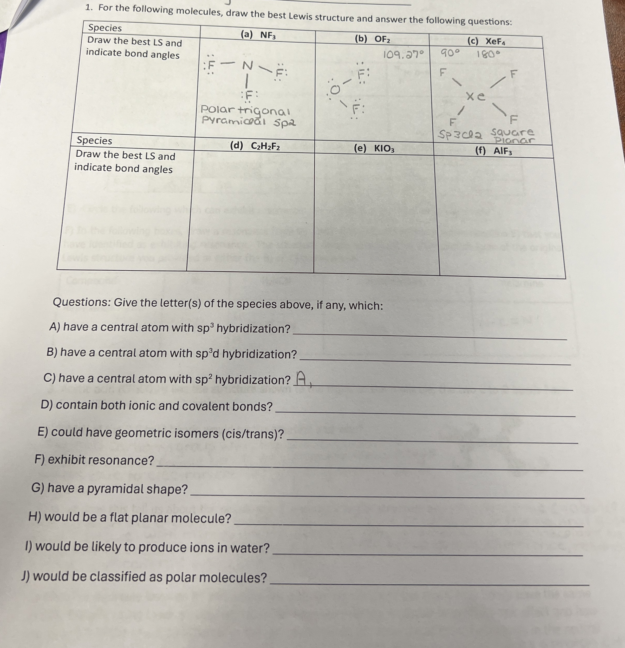 Solved For the following molecules, draw the best Lewis | Chegg.com