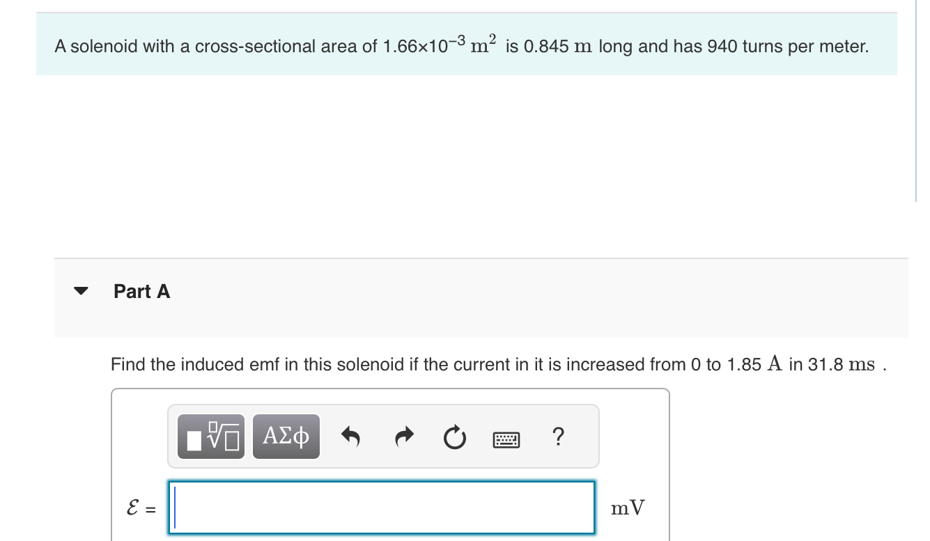 A solenoid with a cross-sectional area of 1.66×10-3m2 | Chegg.com