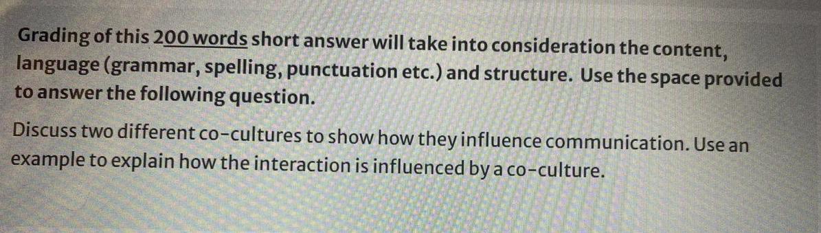 Grading of this 200 words short answer will take into | Chegg.com