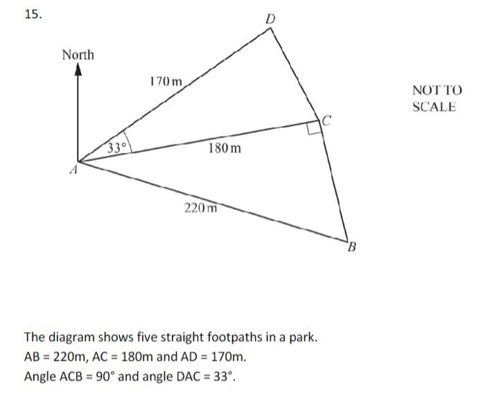 Solved The diagram shows five straight footpaths in a park. | Chegg.com