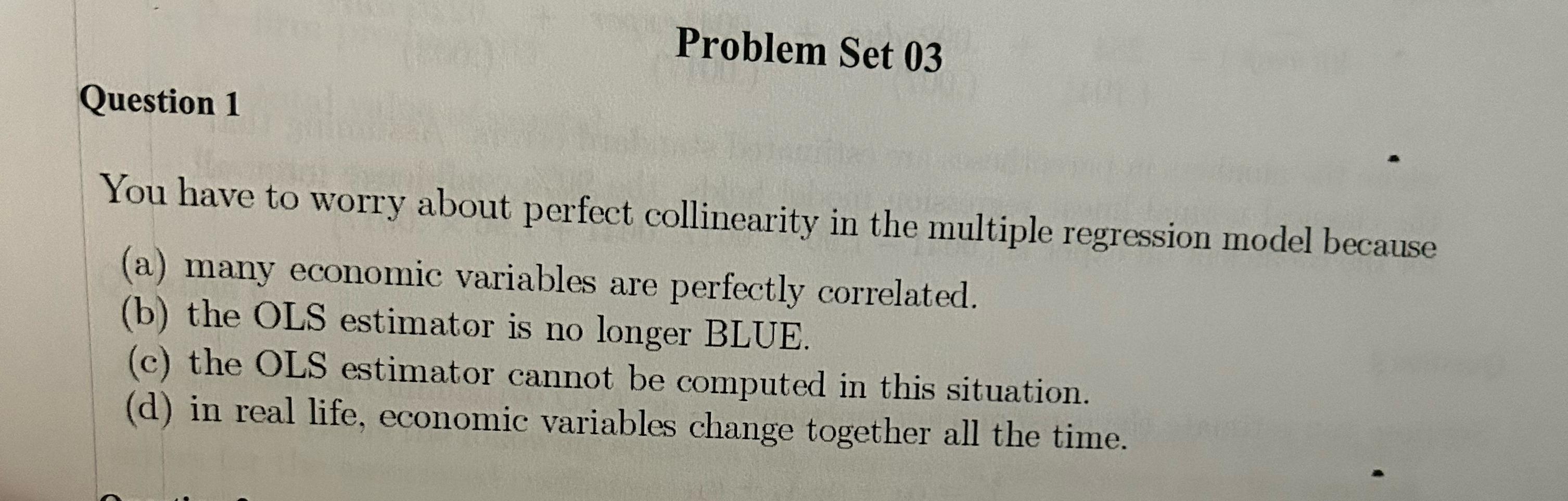 Solved Problem Set 03Question 1You have to worry about | Chegg.com