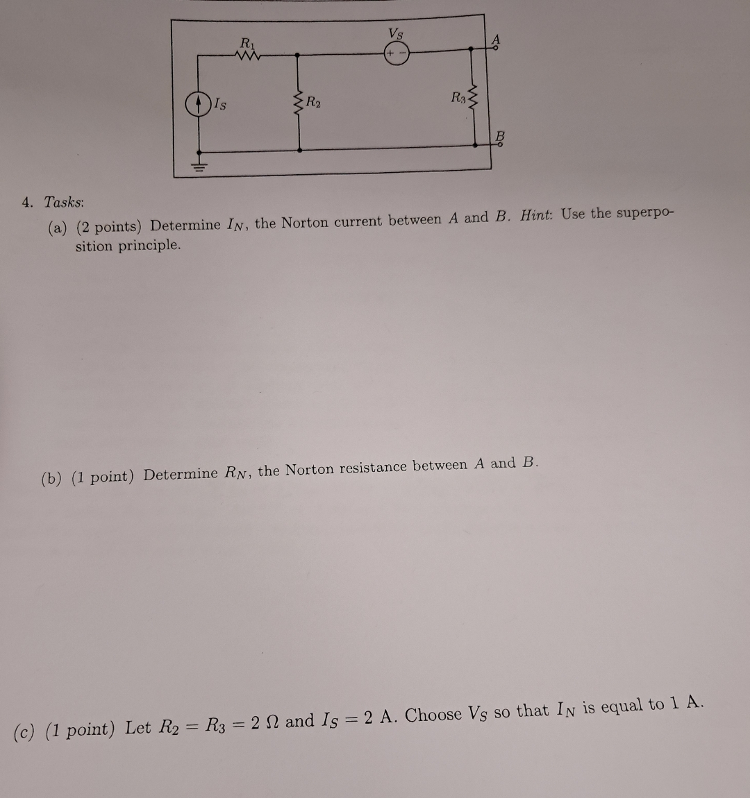 Solved Tasks:(a) (2 ﻿points) ﻿Determine IN, ﻿the Norton | Chegg.com