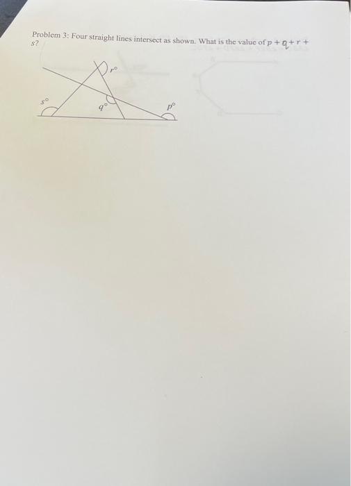 Solved Problem 3: Four straight lines intersect as shown. | Chegg.com