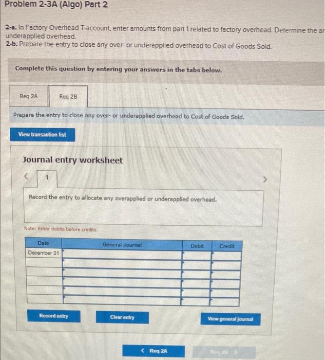 Solved Required Information Problem 2-3A (Algo) Computing | Chegg.com