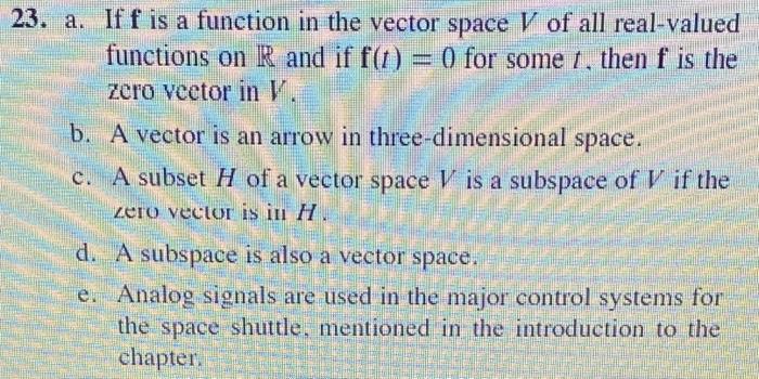 Solved 23. a. Iff is a function in the vector space V of all | Chegg.com