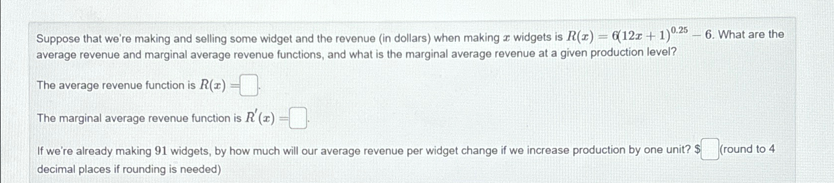 Solved Suppose that we're making and selling some widget and | Chegg.com