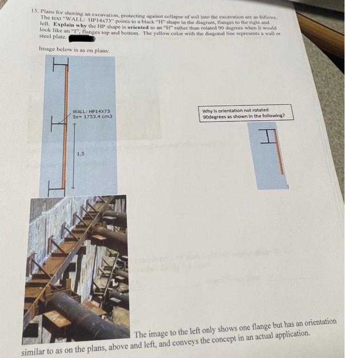 Solved 15. Plans for shoring an excavation, protecting | Chegg.com