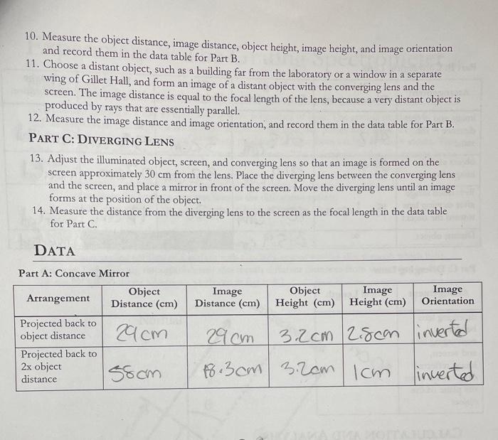 Solved Experiment 7: Mirrors and Lenses OBJECTIVES Lenses | Chegg.com