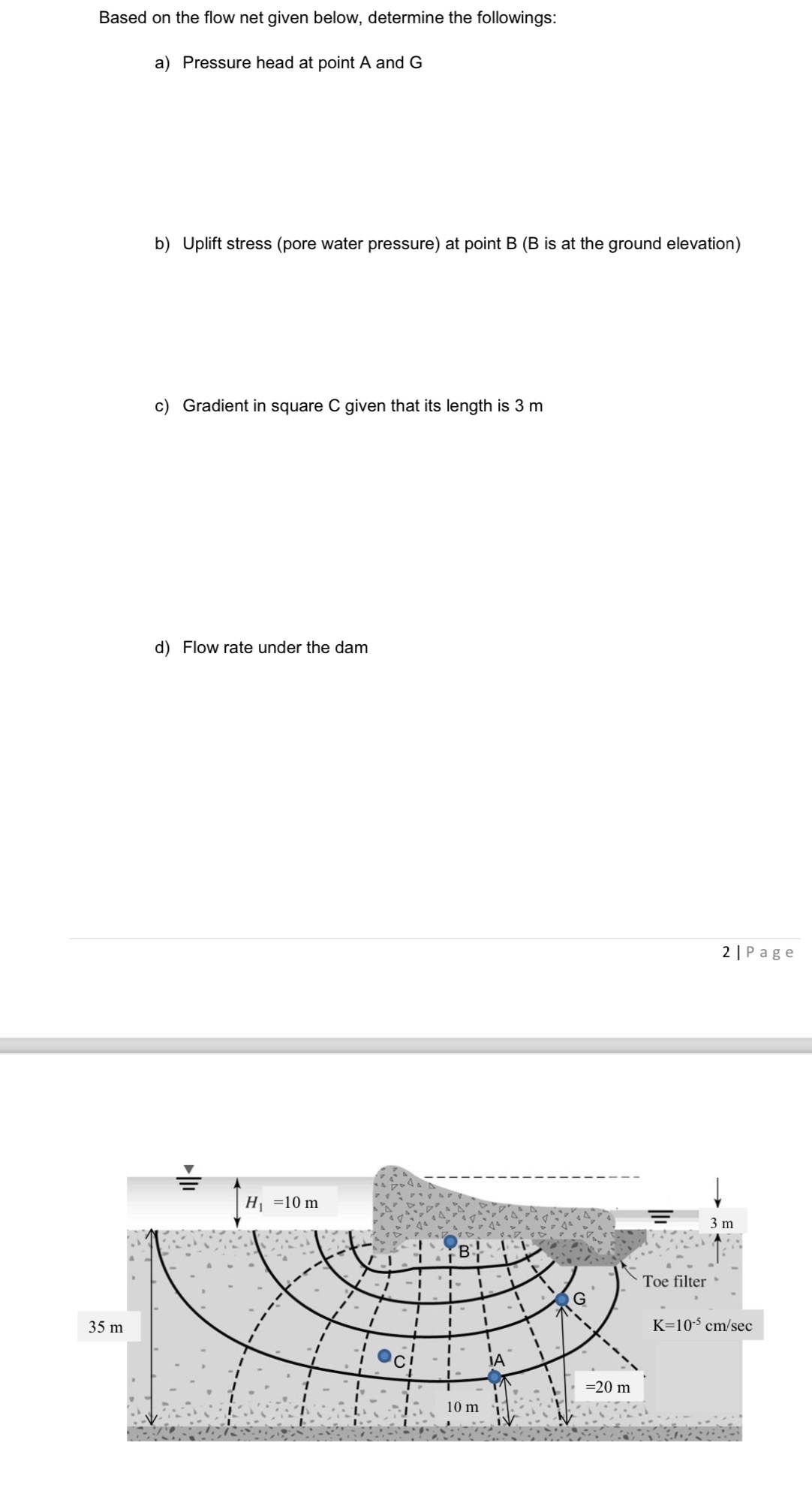 Solved Based on the flow net given below, determine the | Chegg.com
