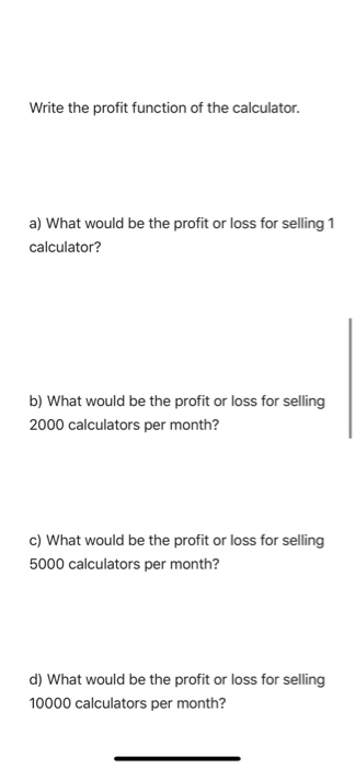 Solved Cost, Revenue and Profit Functions Linear Function A | Chegg.com