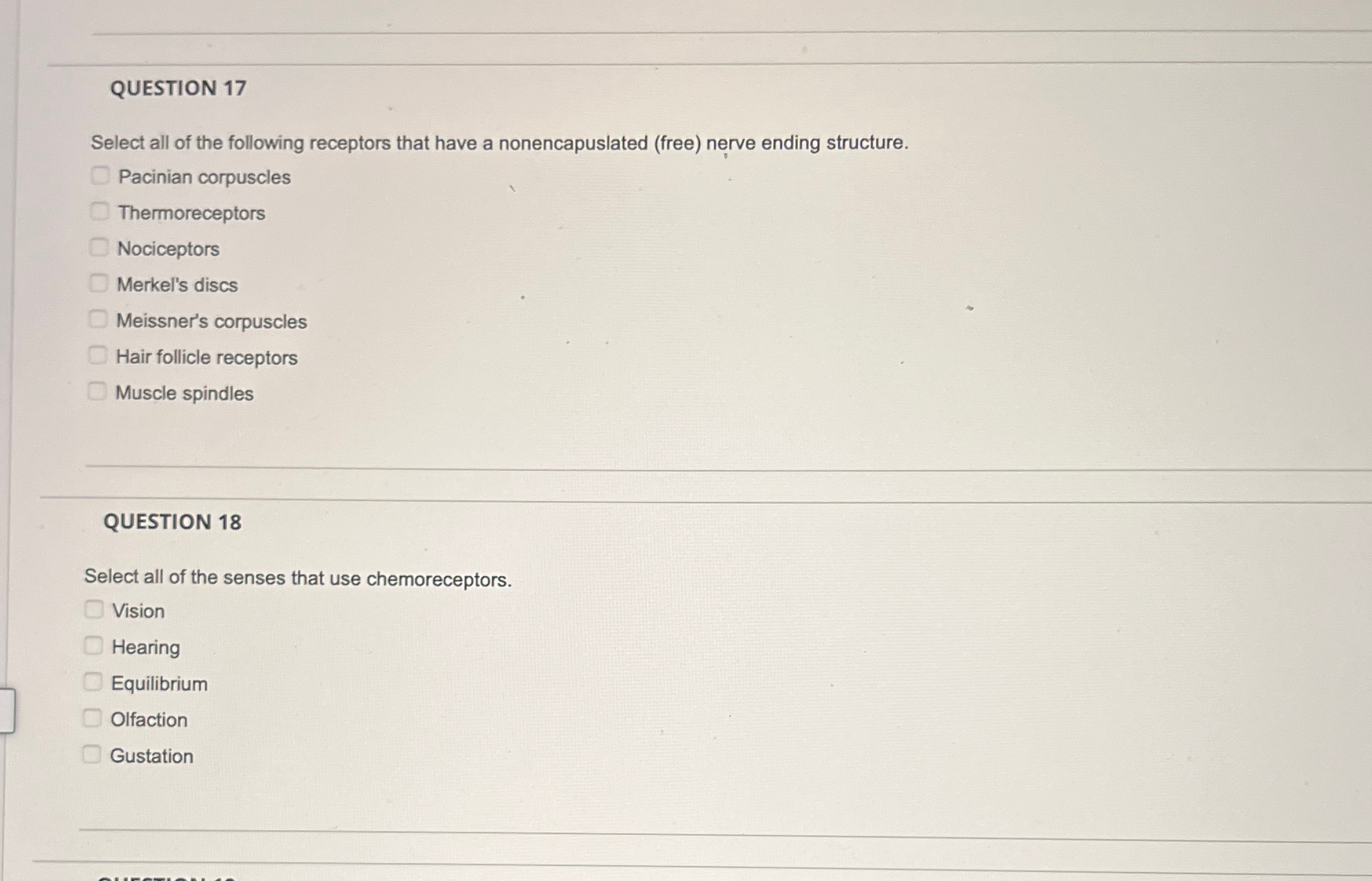 Solved QUESTION 17Select all of the following receptors that | Chegg.com