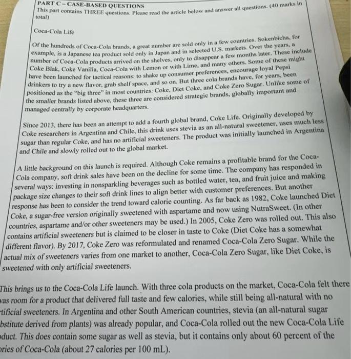 Solved Part C Case Based Questions This Part Contains Three