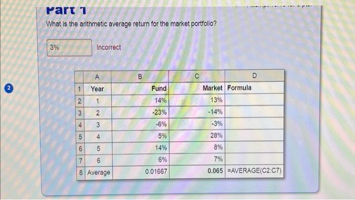 Solved rart 1 What is the arithmetic average return for the | Chegg.com