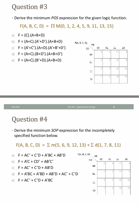 Solved Question #3 Derive the minimum POS expression for the | Chegg.com