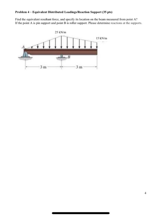 Solved Problem 4 - Equivalent Distributed Loadings/Reaction | Chegg.com