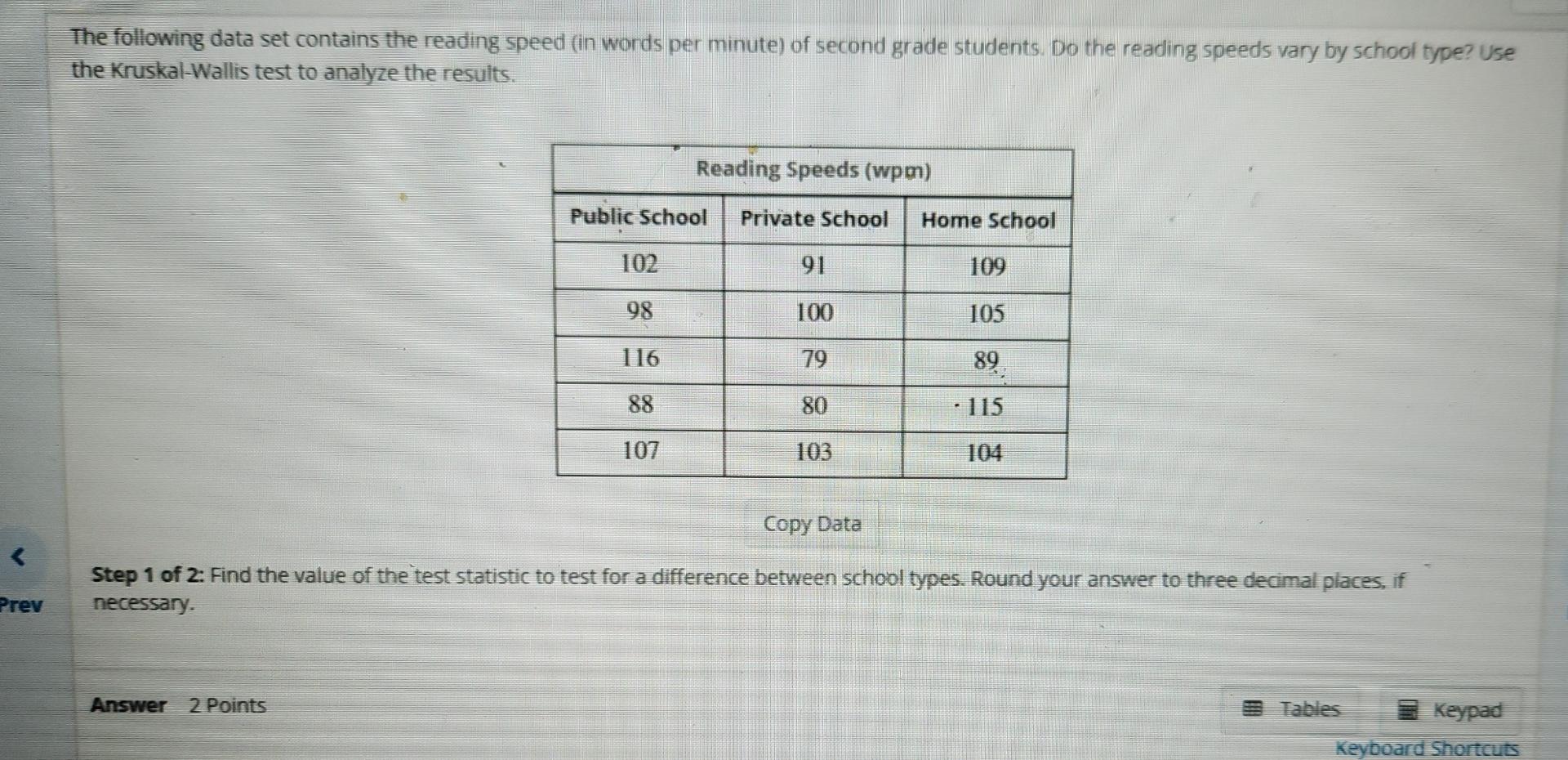 Solved The following data set contains the reading speed (in | Chegg.com