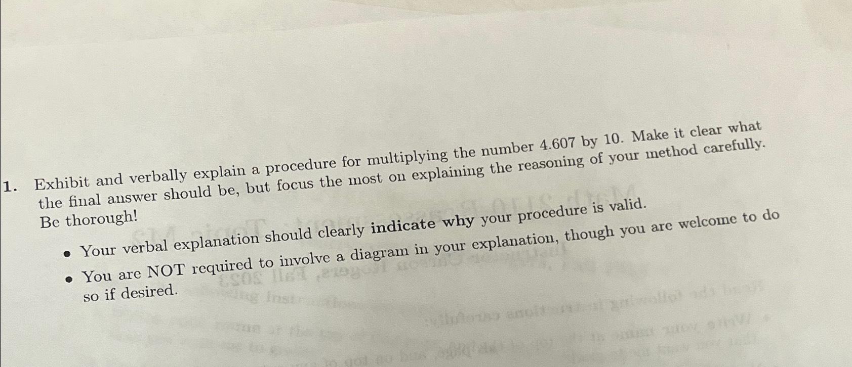 Solved Exhibit and verbally explain a procedure for | Chegg.com