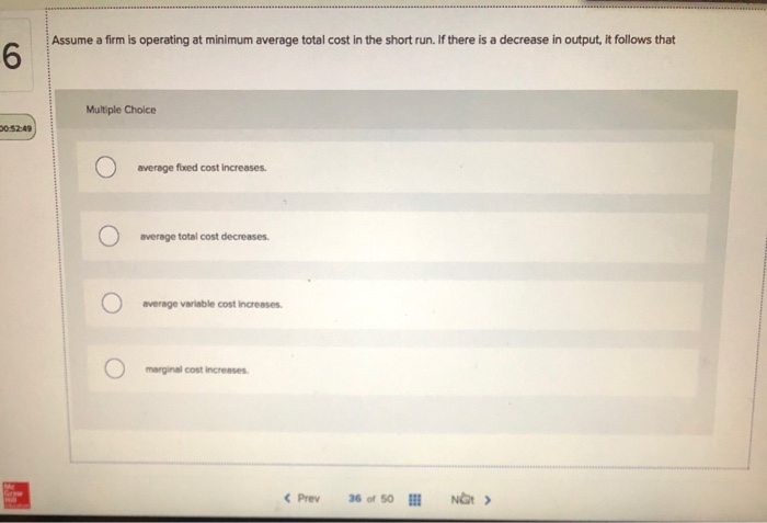 Solved Assume a firm is operating at minimum average total | Chegg.com