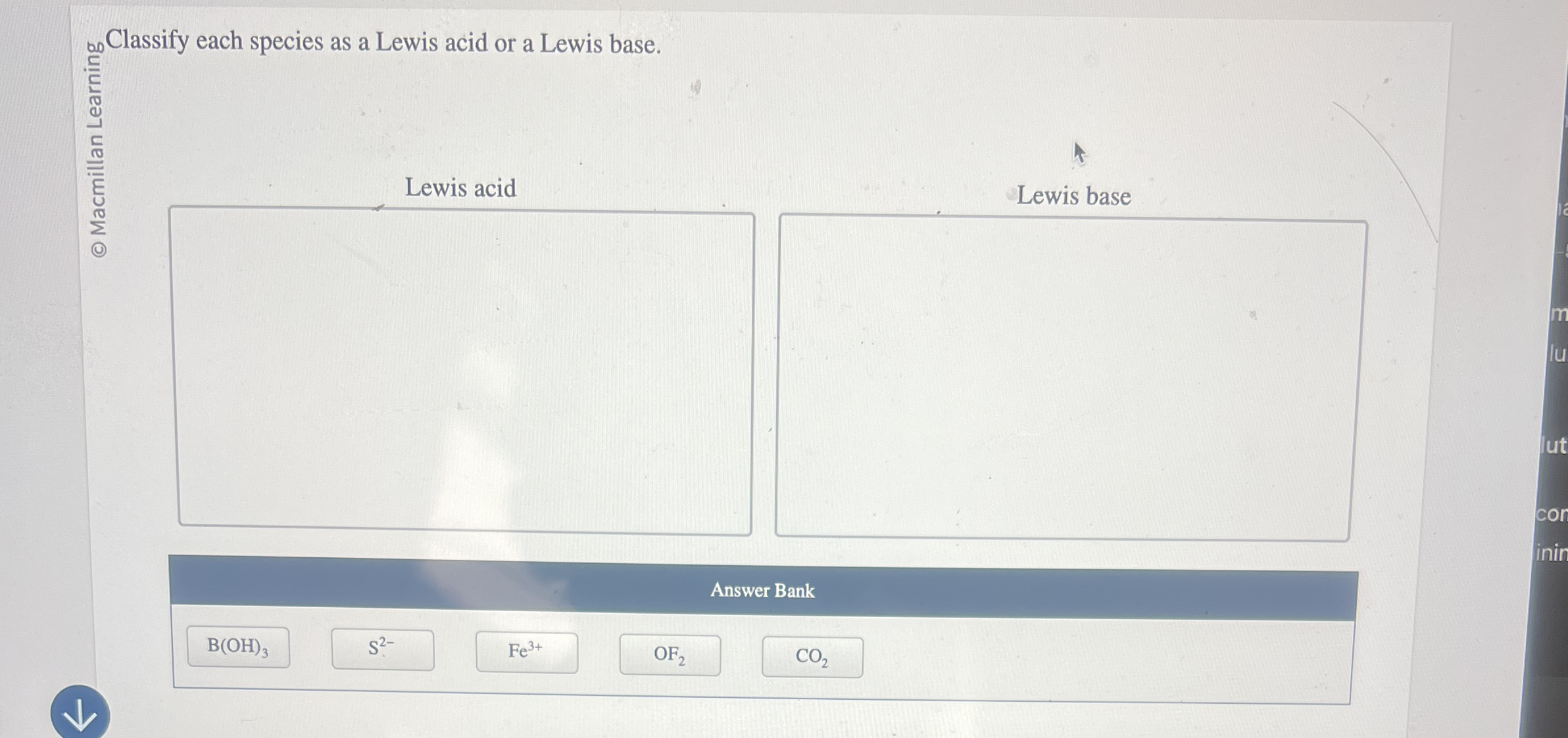 Solved ?∞ ﻿Classify each species as a Lewis acid or a Lewis | Chegg.com