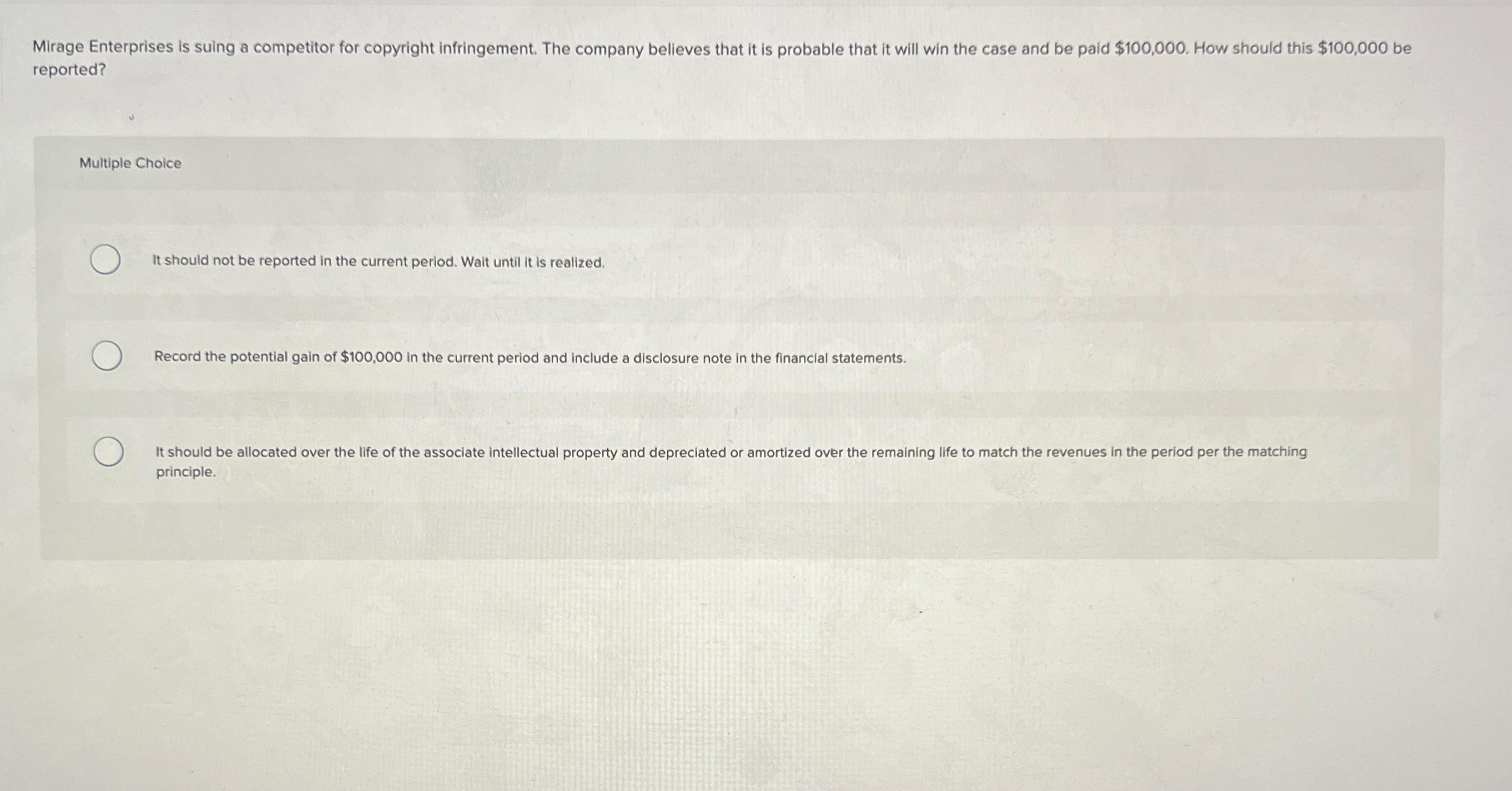 Solved Mirage Enterprises is suing a competitor for | Chegg.com