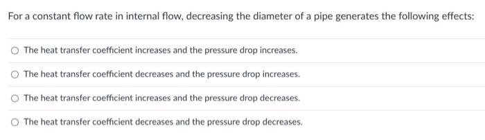 Solved The heat transfer coefficient for fully developed | Chegg.com