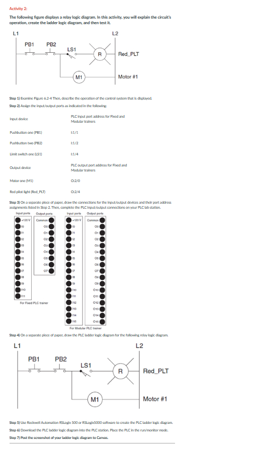 Activity 2The following figure displays a relay logic | Chegg.com