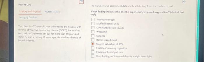 Solved Patient Data History and Physical Nurses' Notes | Chegg.com