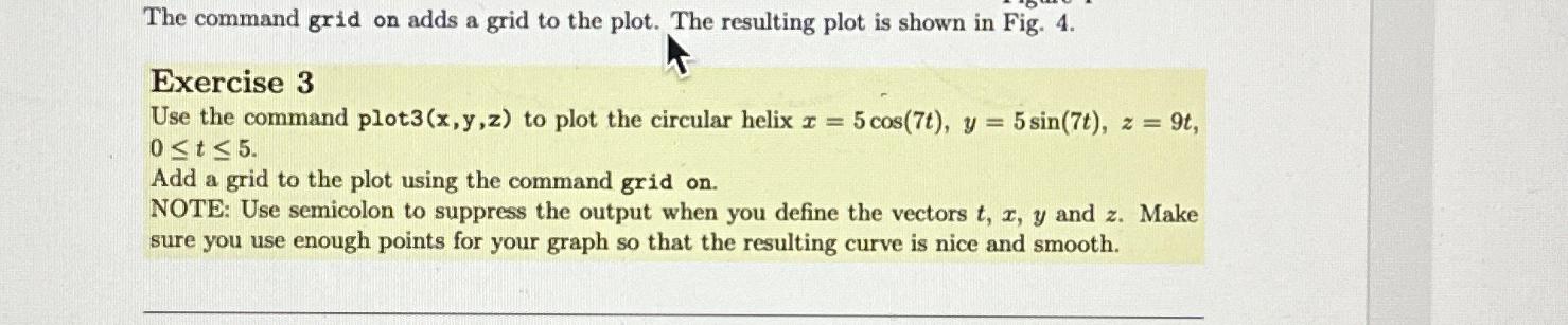 Solved The Command Grid On Adds A Grid To The Plot The