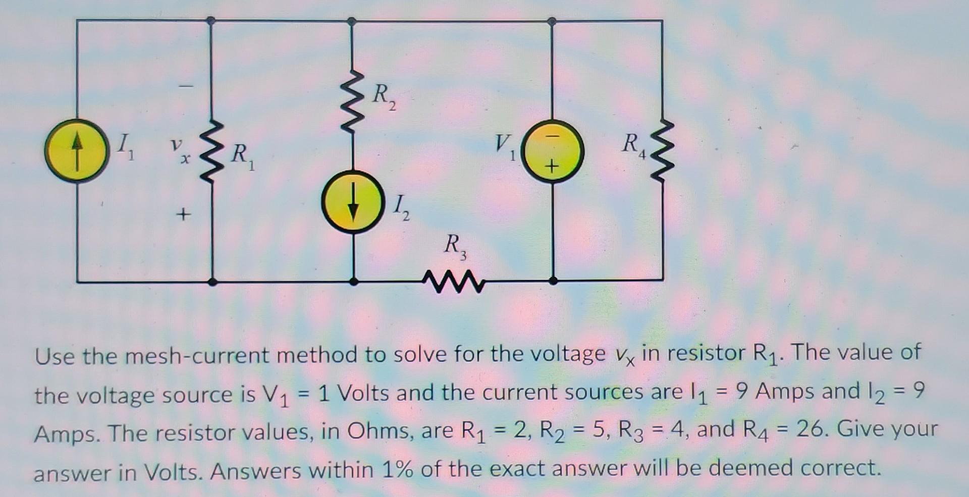 Solved Use the mesh-current method to solve for the voltage | Chegg.com