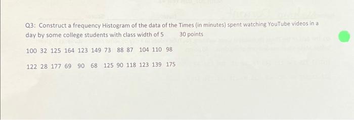 Solved Q3: Construct a frequency Histogram of the data of | Chegg.com