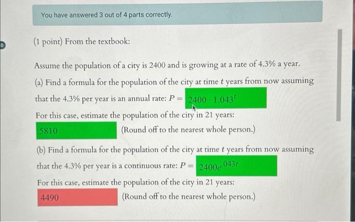 Solved (1 point) From the textbook: Assume the population of | Chegg.com