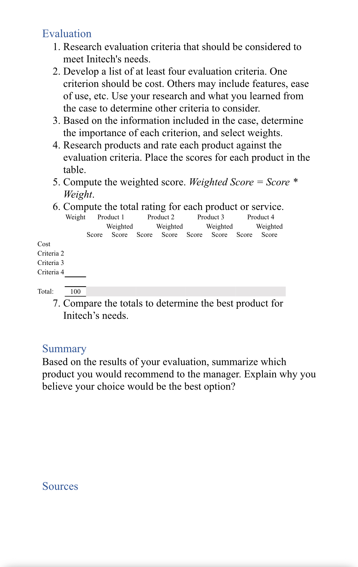 Solved Your task is to conduct a product evaluation using | Chegg.com