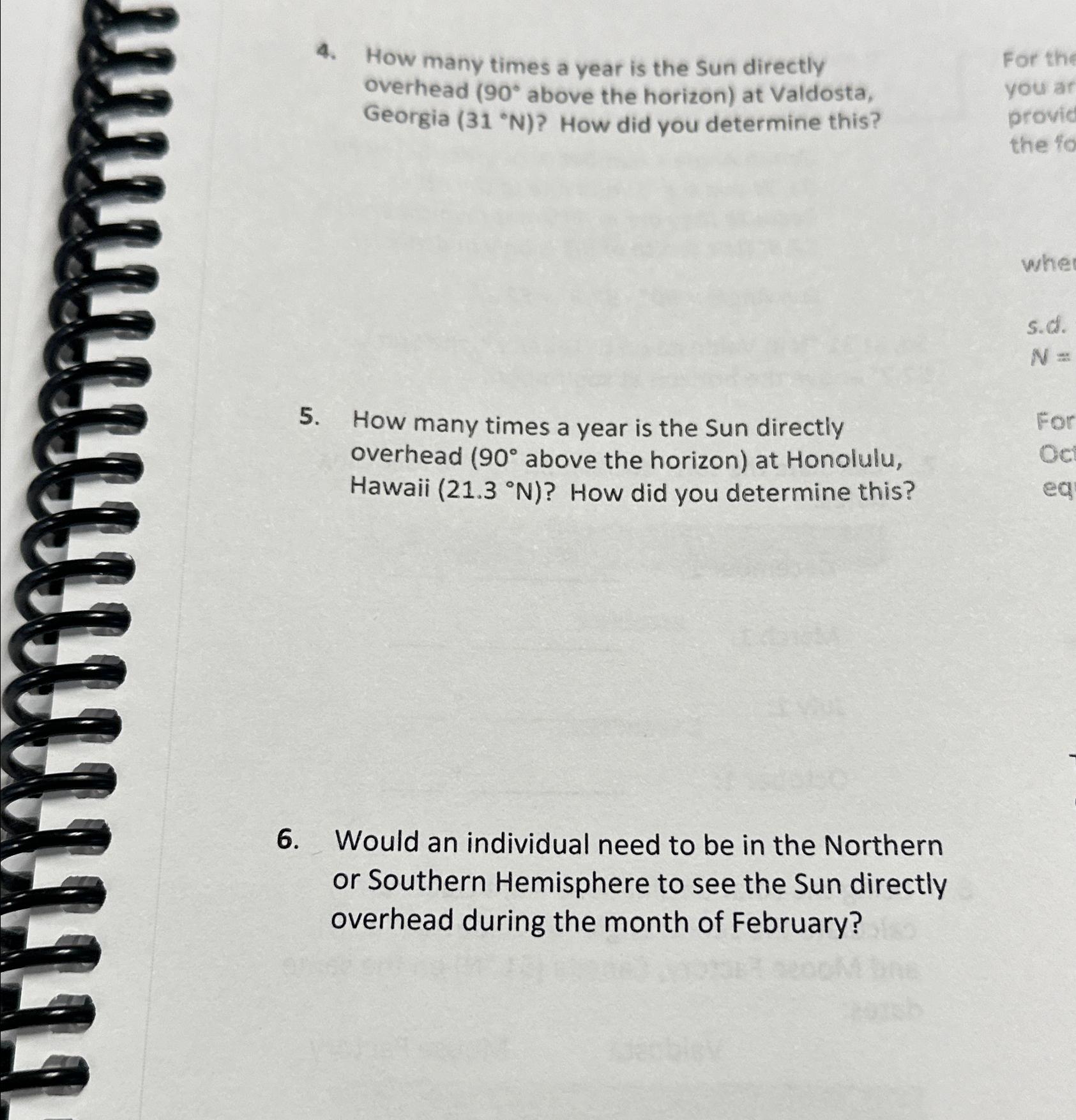 Solved How many times a year is the Sun directly overhead | Chegg.com