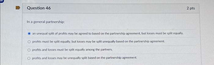 Solved In a general partnership: an unequal split of profits | Chegg.com