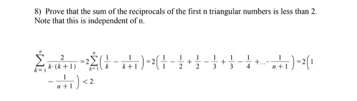 Solved 1) Prove that X 2 krn +n k=1 8) Prove that the sum | Chegg.com