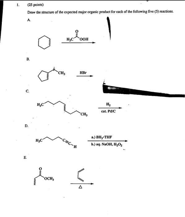 Solved (25 points) Draw the structure of the expected major | Chegg.com