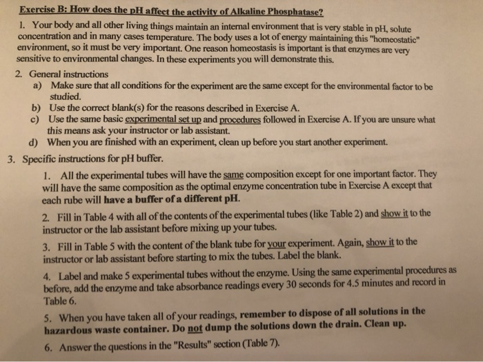 Solved Exercise B: How does the pH affect the activity of | Chegg.com