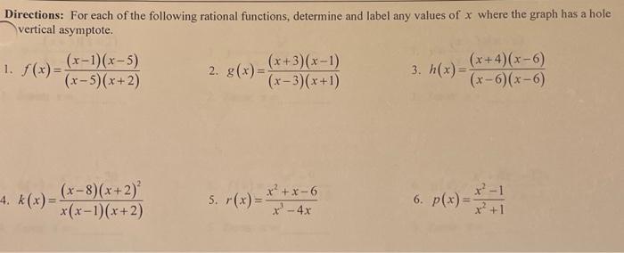 Solved Directions: For each of the following rational | Chegg.com