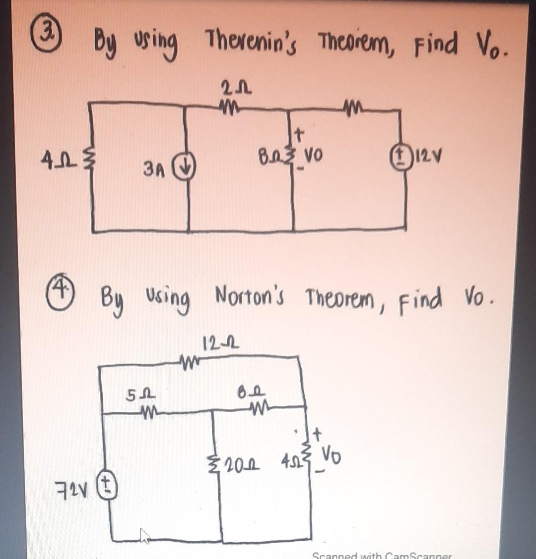 Solved (3.) By using Therenin's Theorem, find V0. (4) By | Chegg.com