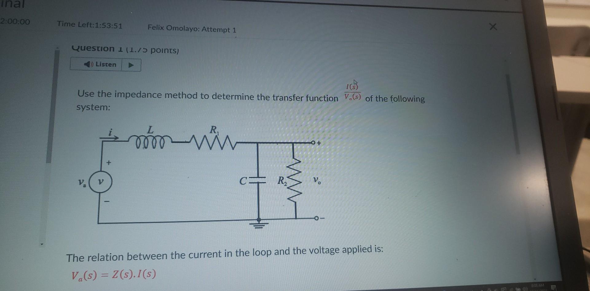 Solved Use the impedance method to determine the transfer | Chegg.com