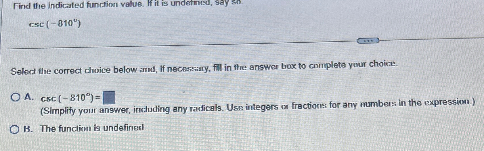 Solved Find the indicated function value. If it is | Chegg.com