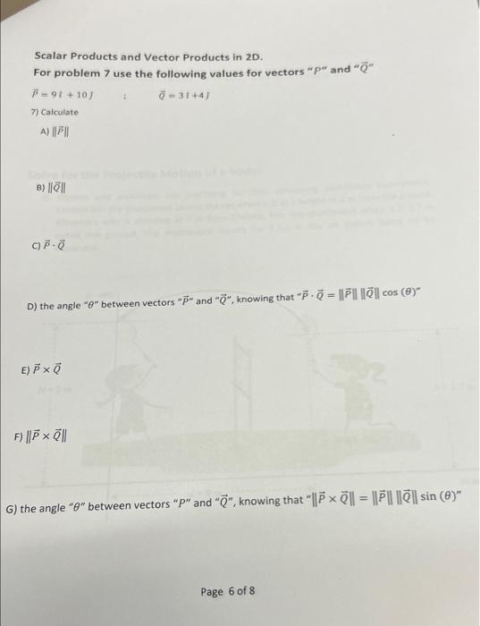 Solved Scalar Products and Vector Products in 2D. For | Chegg.com