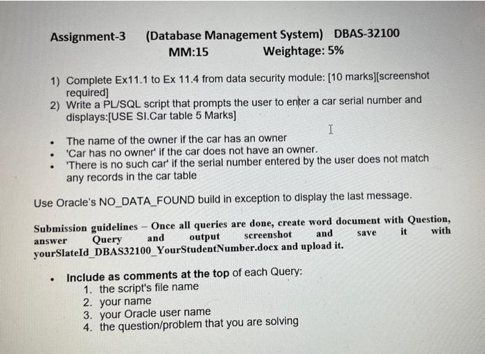 Solved Assignment-3 (Database Management System) DBAS-32100 | Chegg.com