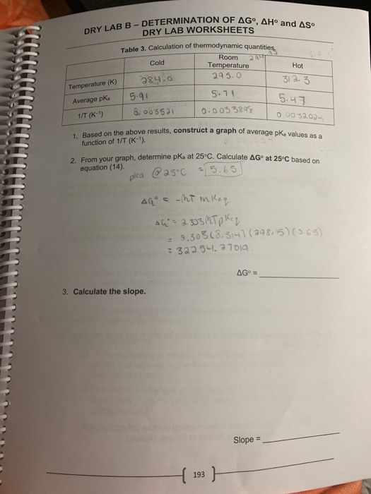 Solved INATION OF AG, AHº and AS DRY LAB B-DETERMINATION OF | Chegg.com