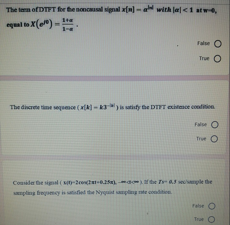Solved The term of DTFT for the noncausal signal x[n] = alm | Chegg.com