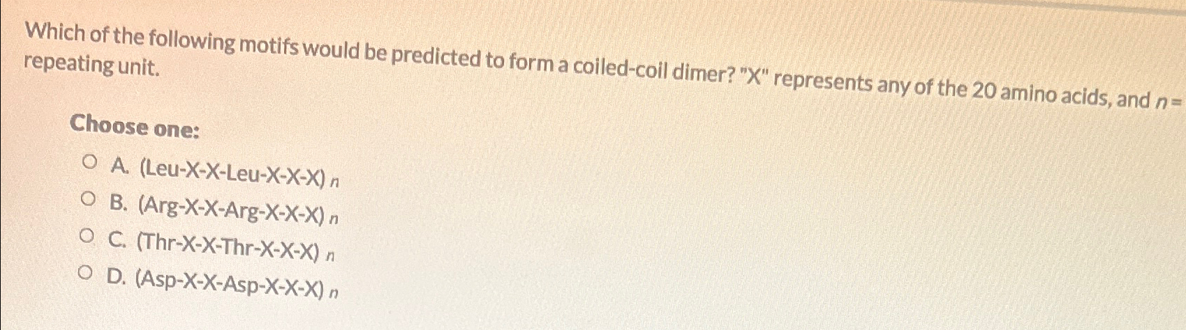 Solved Which of the following motifs would be predicted to | Chegg.com