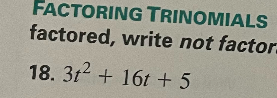 Solved FACTORING TRINOMIALS factored, write not | Chegg.com
