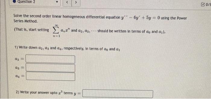 Solved Solve the second order linear homogeneous | Chegg.com