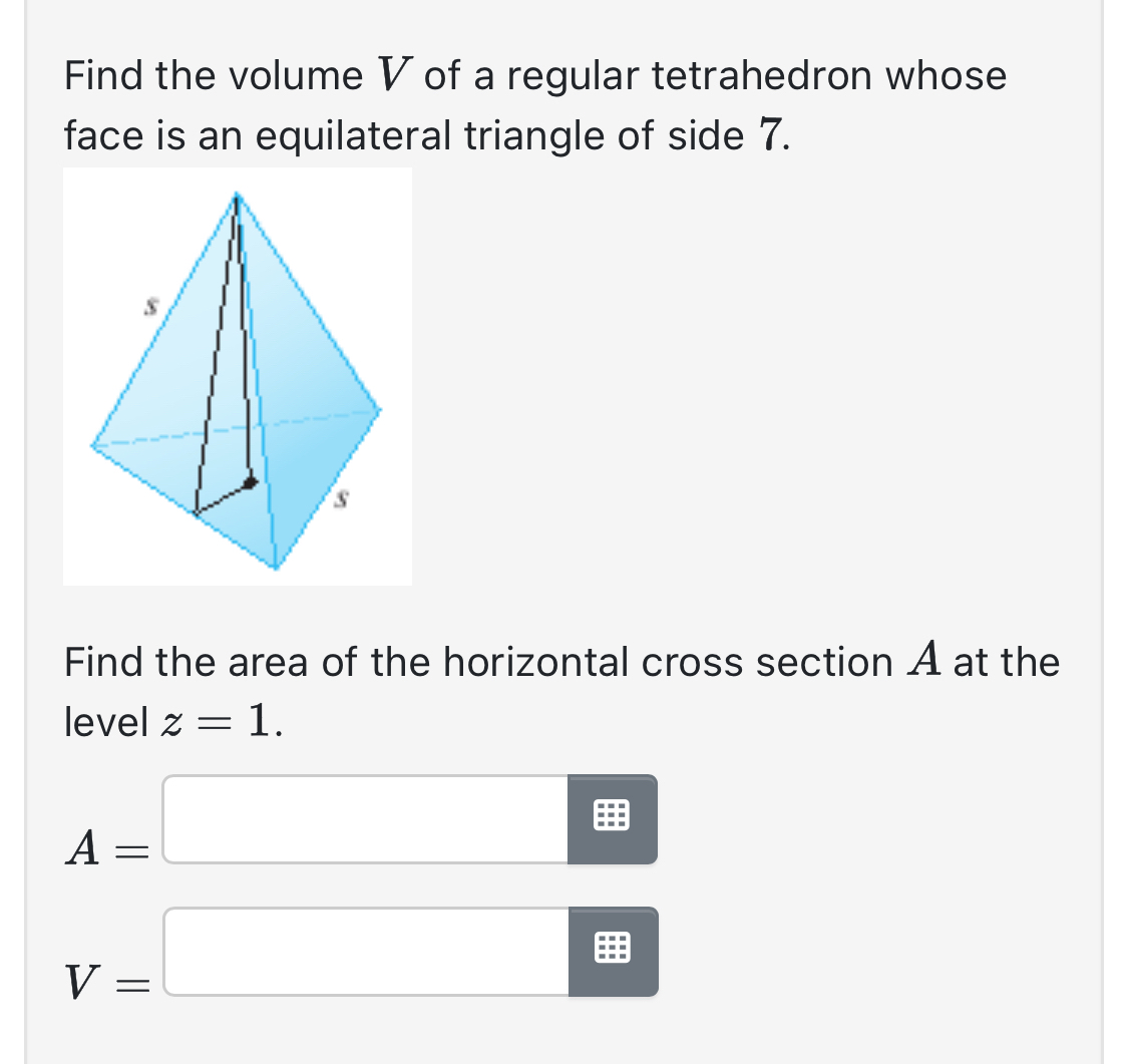 Solved Find the volume V ﻿of a regular tetrahedron whose | Chegg.com