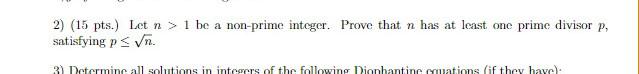 Solved 2) (15 pts.) Let n>1 be a non-prime integer. Prove | Chegg.com